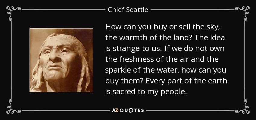 Chief Seattle quote: How can you buy or sell the sky, the warmth...