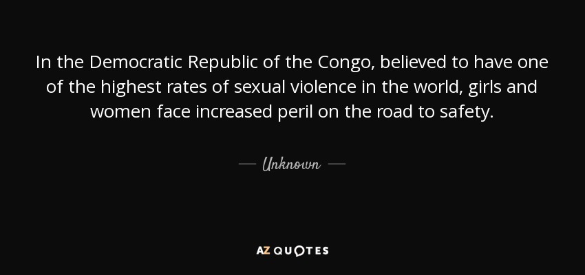Quote: In the Democratic Republic of the Congo, believed to have...