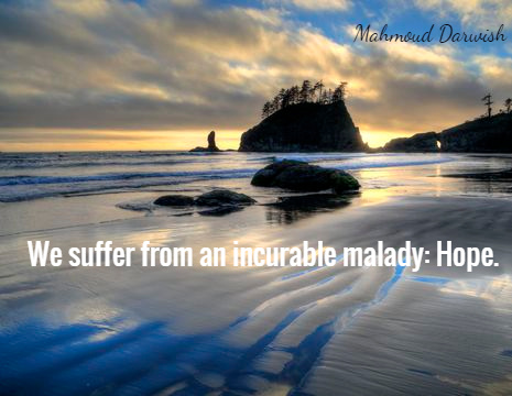 Mahmoud Darwish picture quote: We suffer from an incurable malady: Hope.