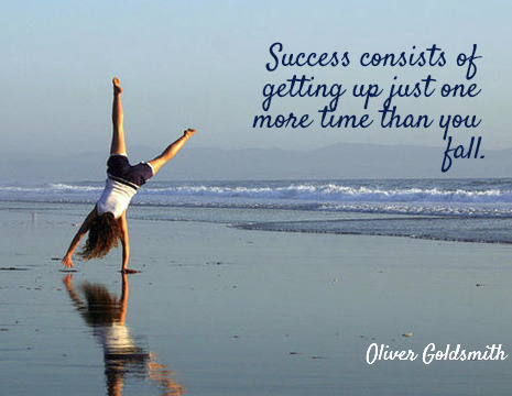 Oliver Goldsmith picture quote: Success consists of getting up just one ...